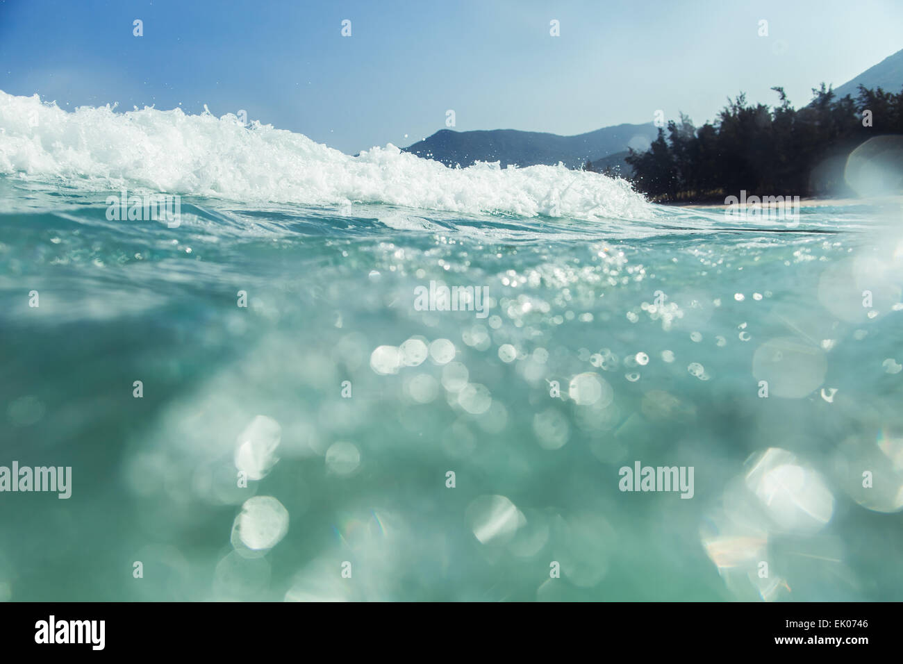 sea wave bokeh waterline beach view nobody Stock Photo - Alamy