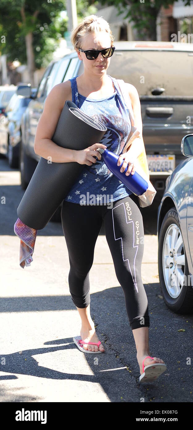 Kaley Cuoco leaving a gym class in Los Angeles Featuring: Kaley Cuoco ...