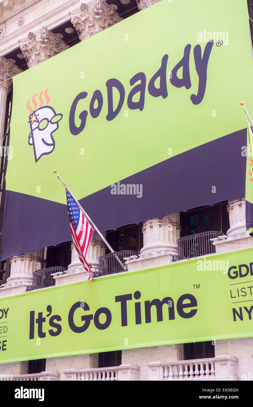 The New York Stock Exchange decorated for the first day of trading for ...
