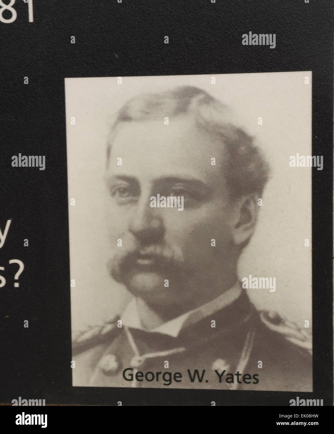Information board portrait Captain George W. Yates, killed Little ...