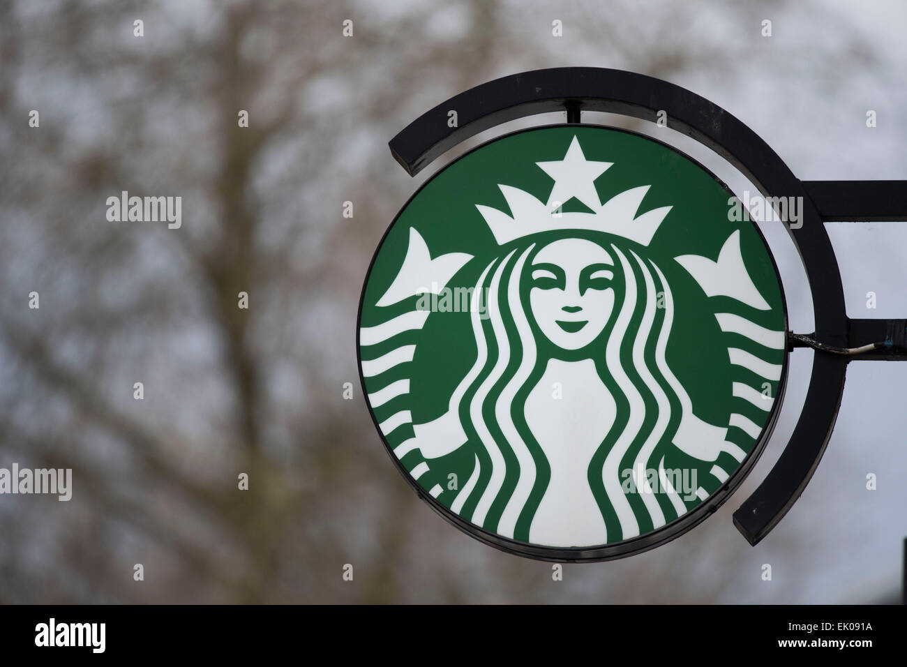Starbucks coffee shop sign Stock Photo - Alamy