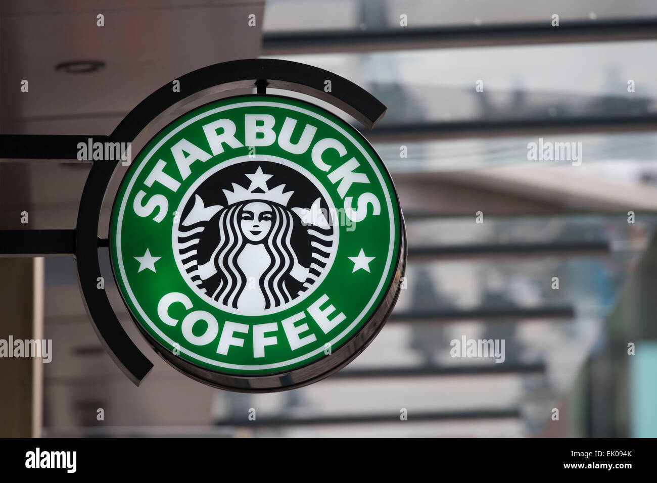 Starbucks coffee shop sign Stock Photo - Alamy