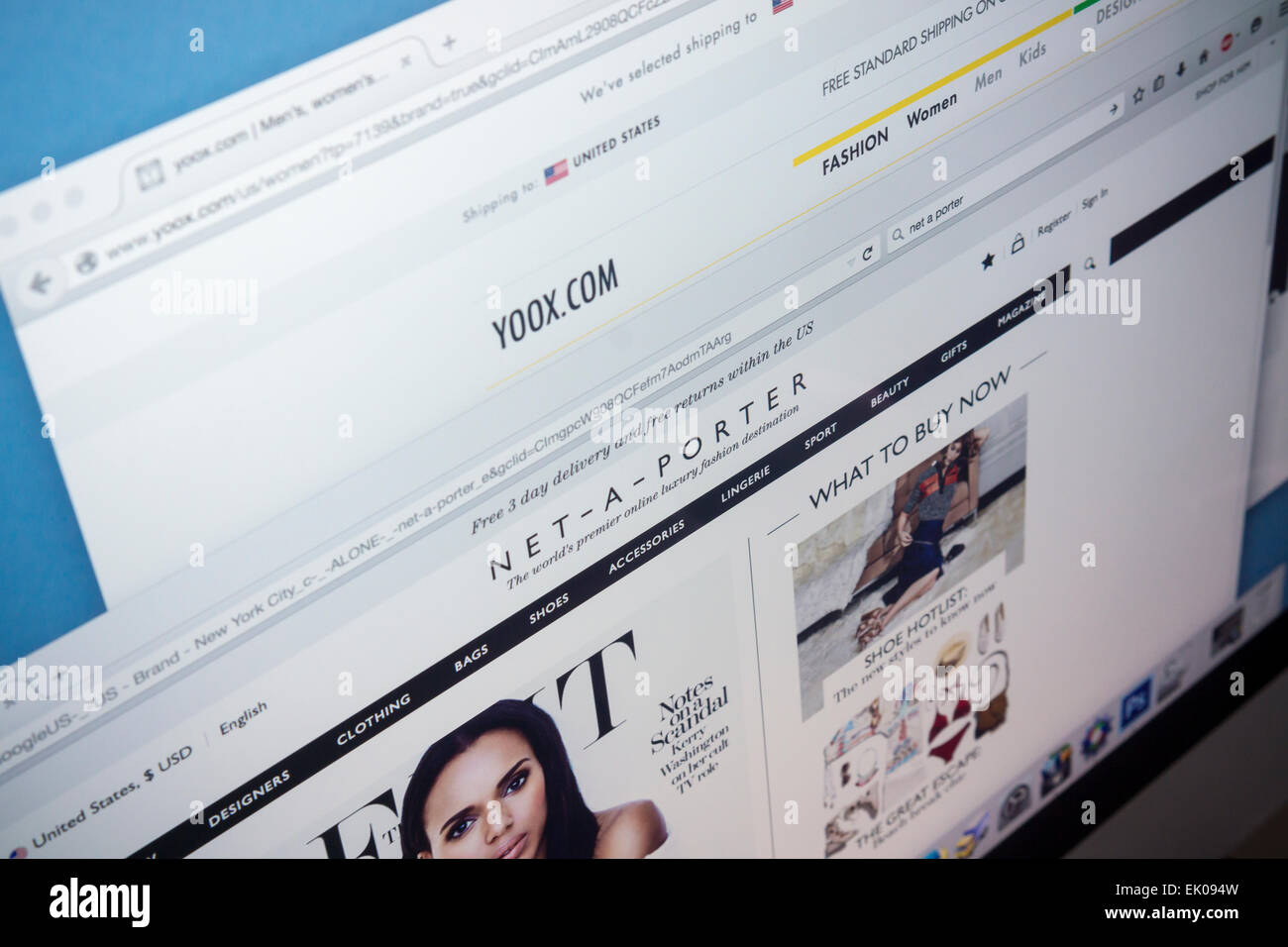 The websites of luxury online retailers Yoox and Net-a-Porter are seen ...