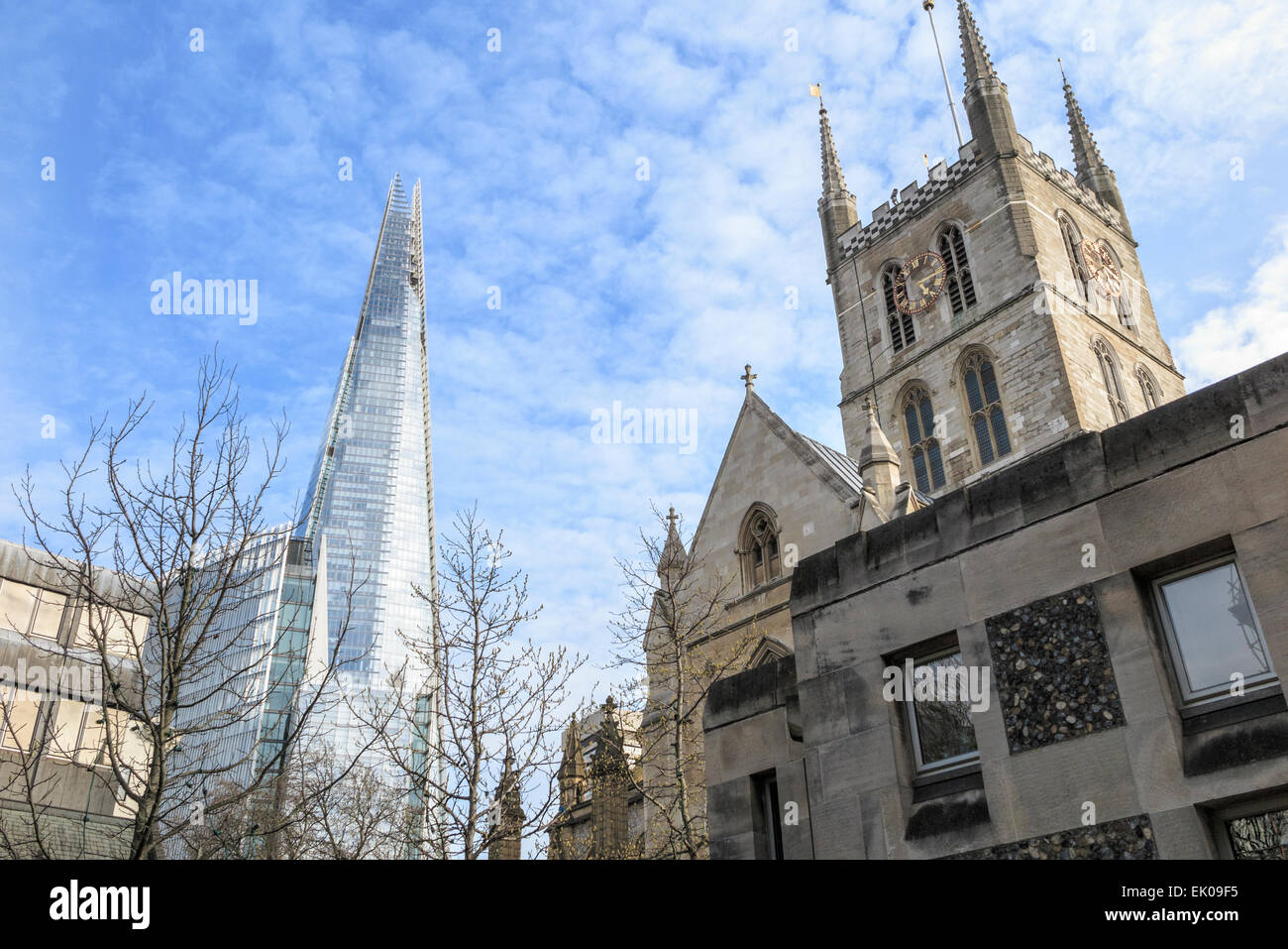 The Shard, London SE1 and Southwark Cathedral, contrasting new and old ...