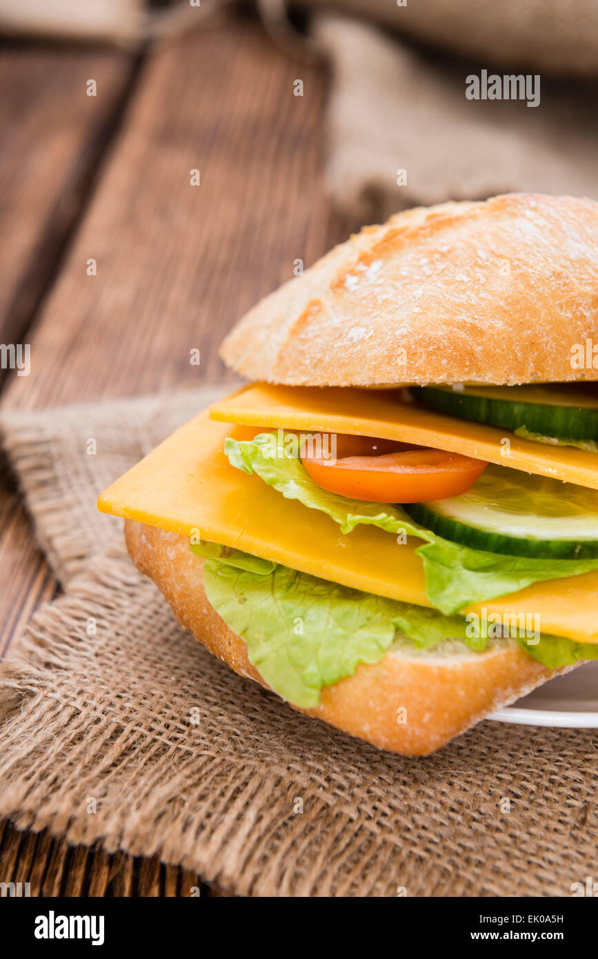 Cheddar Cheese Sandwich (detailed close-up shot) on wooden background ...
