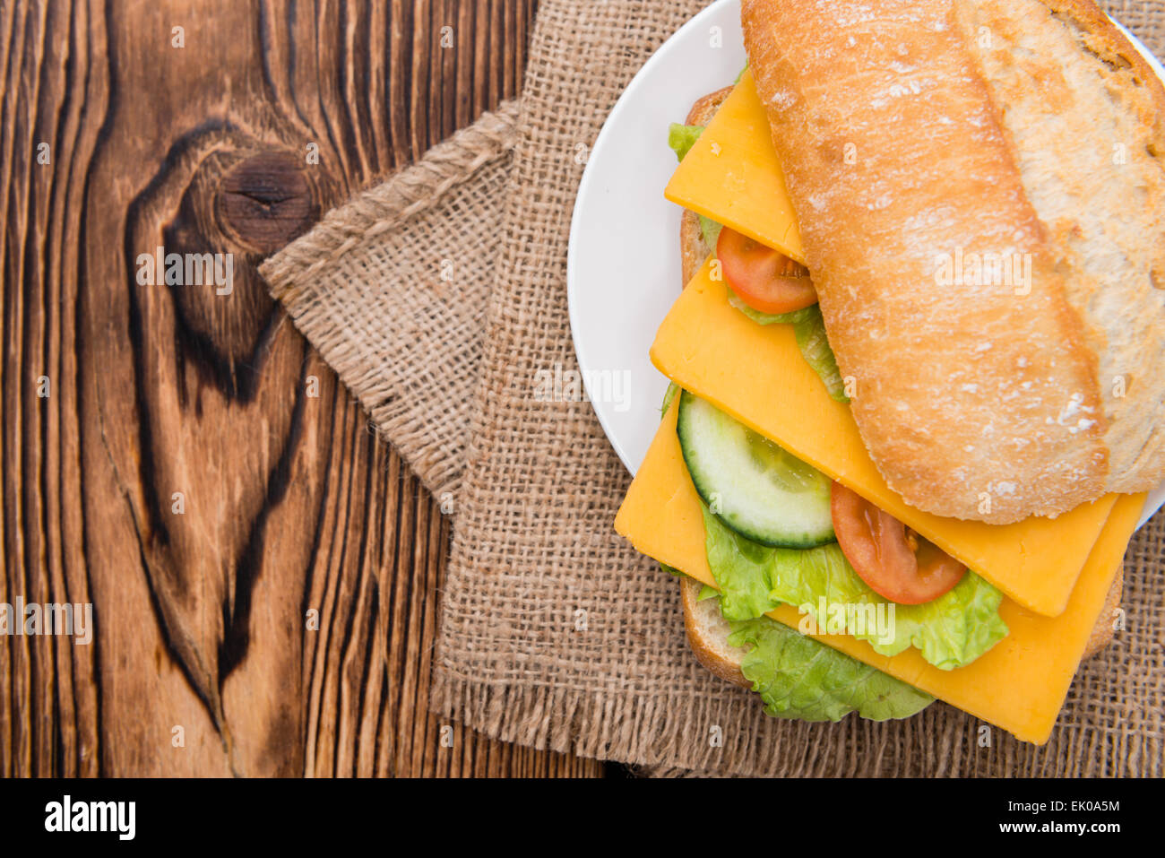 Cheddar Cheese Sandwich (detailed close-up shot) on wooden background ...