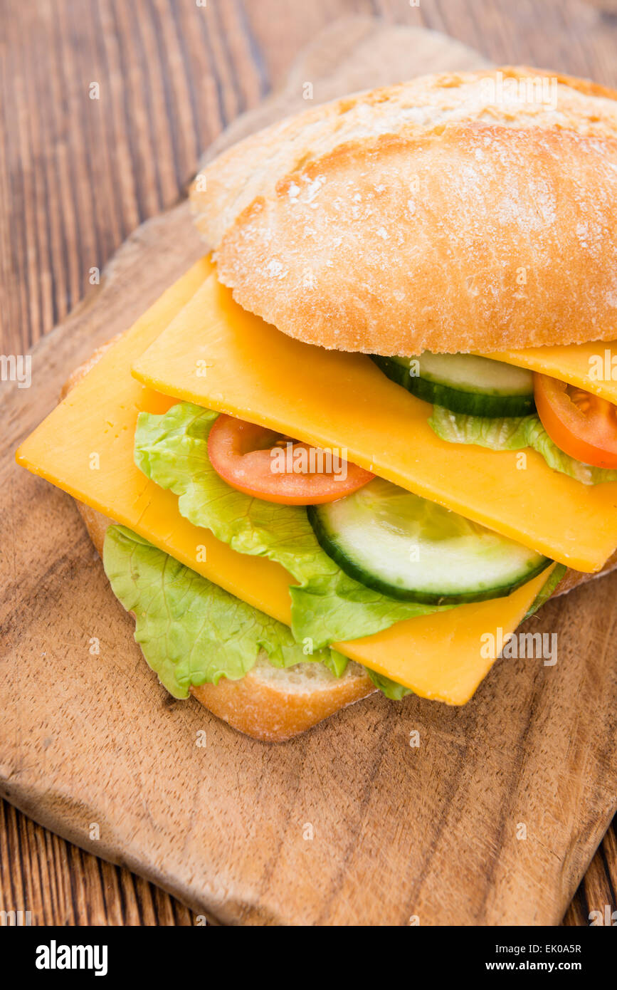 Cheddar Cheese Sandwich (detailed close-up shot) on wooden background ...