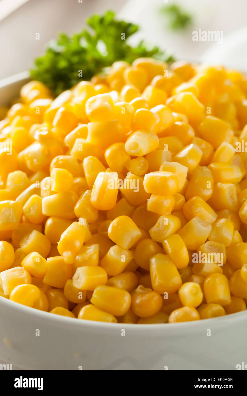 Organic Yellow Steamed Corn in a Bowl Stock Photo - Alamy