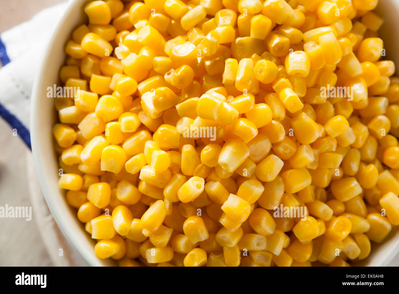 Organic Yellow Steamed Corn in a Bowl Stock Photo - Alamy
