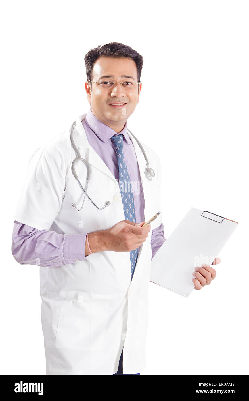 1 indian Medical Doctor Report Checking Stock Photo - Alamy