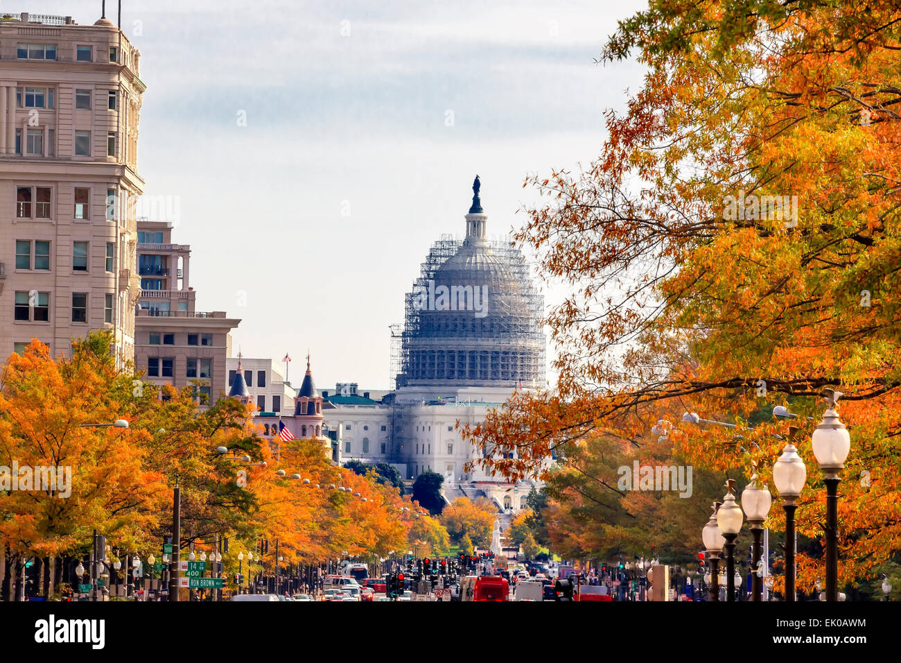 US Capitol South Side Construction Congress Pennsylvania Avenue Autumn ...