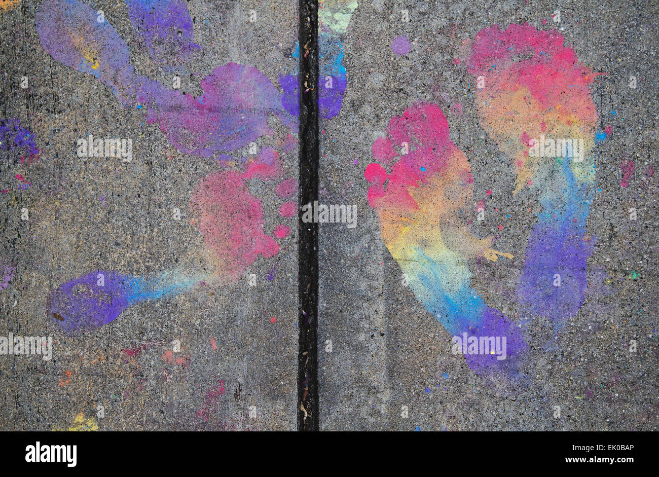 Rainbow colored footprints Stock Photo - Alamy