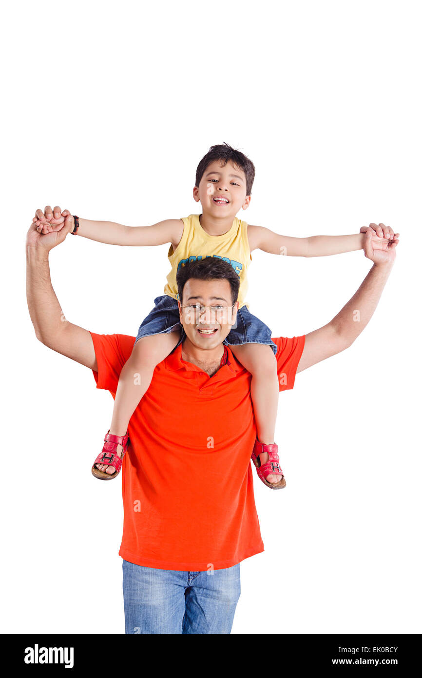 indian Father and son enjoy Stock Photo - Alamy
