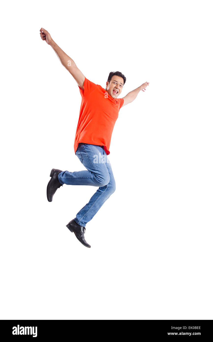 Excited male jumping hi-res stock photography and images - Alamy
