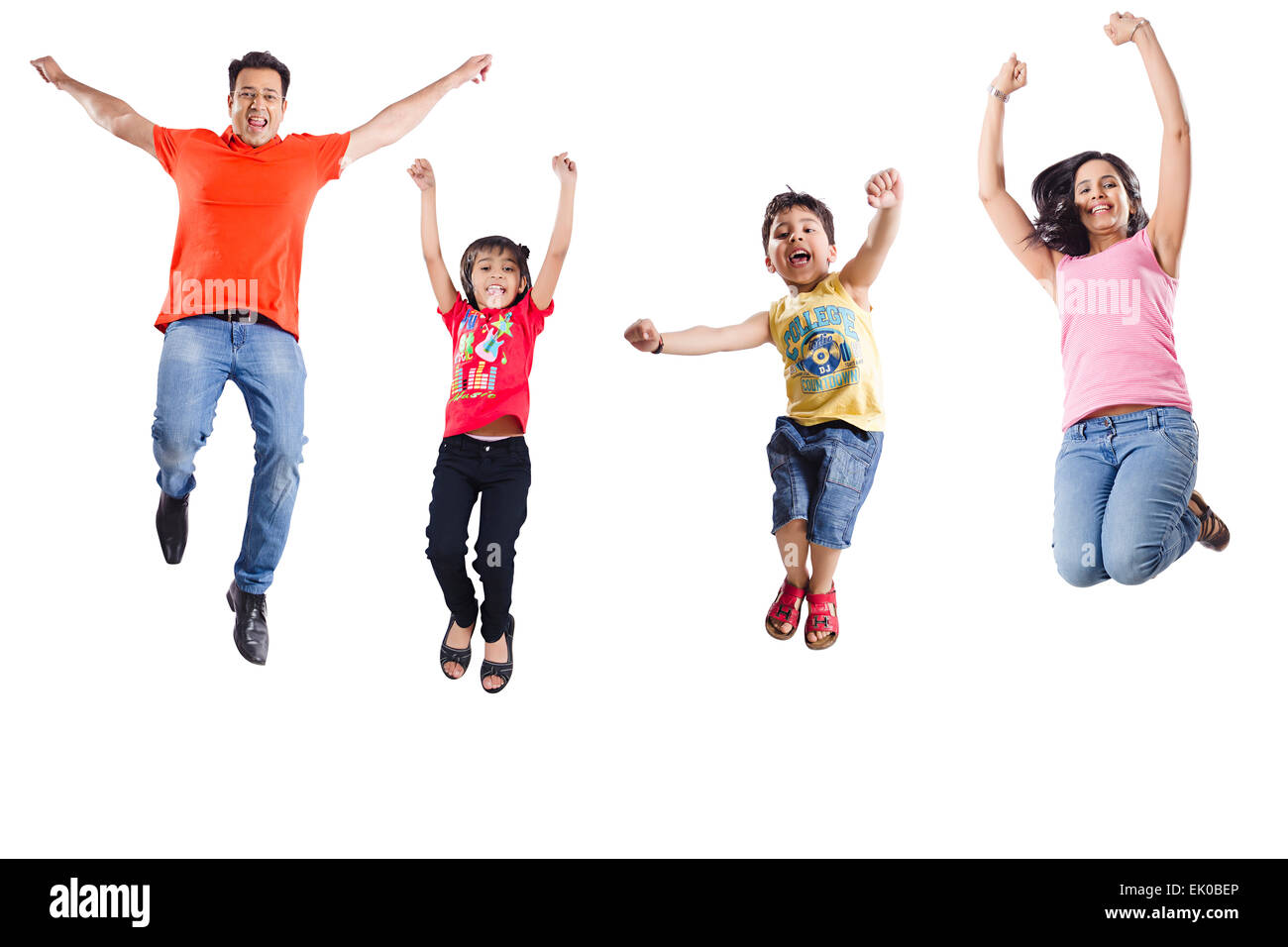 indian Parents with kids Jumping fun Stock Photo - Alamy