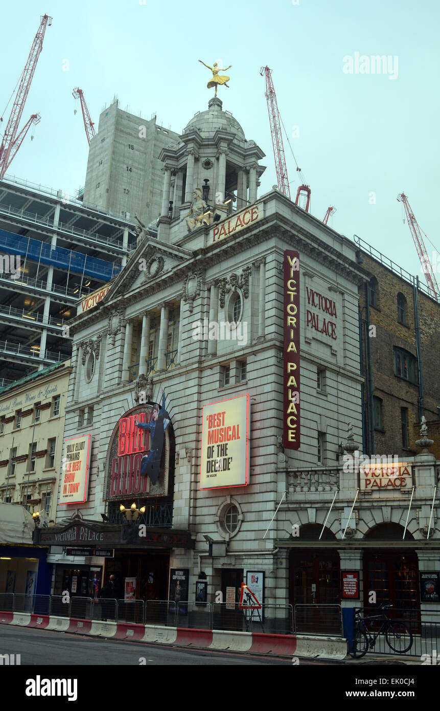 London, UK, 03 April 2015, the gilded statue of ballerina Anna Pavlova above the cupola of the ...