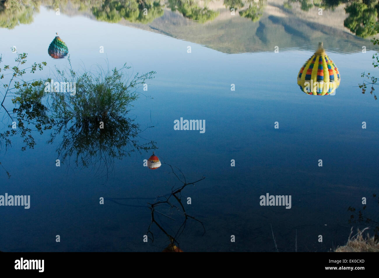 Hot Air Balloon Reflection Stock Photo - Alamy