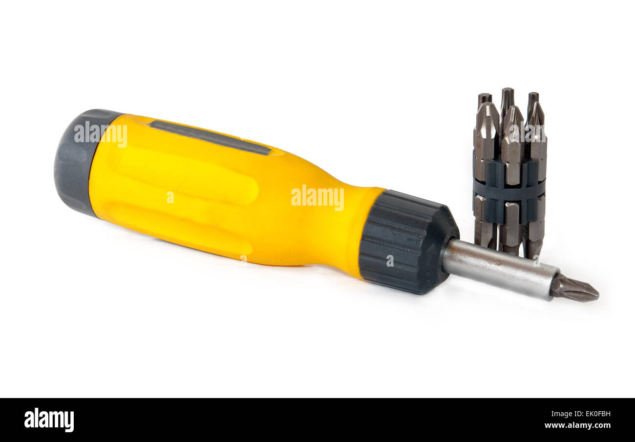 yellow screwdriver isolated on white background Stock Photo - Alamy
