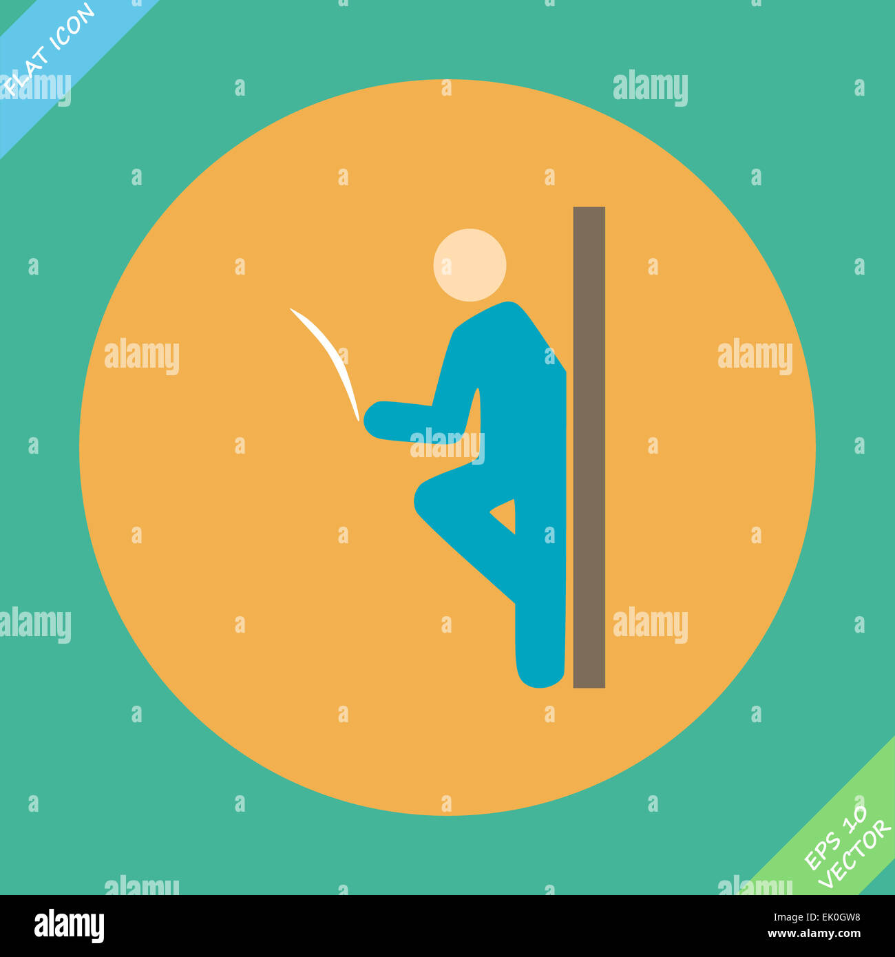 Pictogram of a man reading the newspaper leaning Stock Photo - Alamy