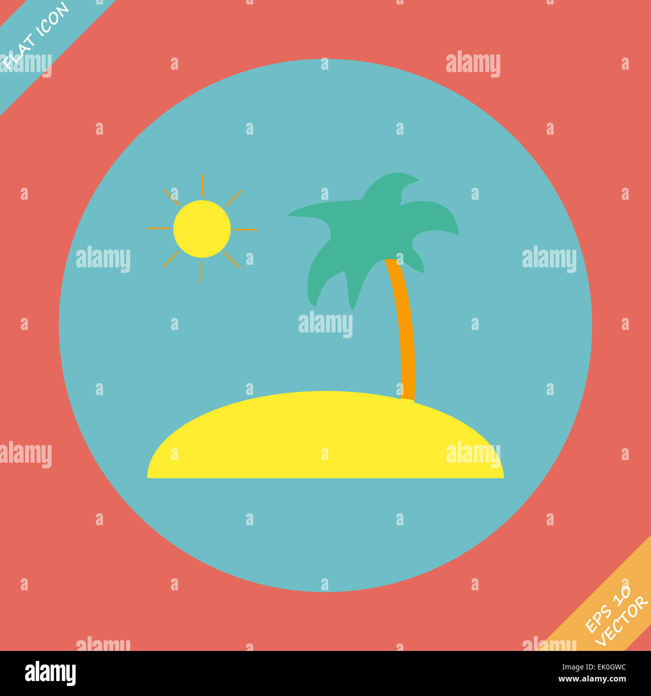 Tropical sea small island - vector illustration Stock Photo - Alamy