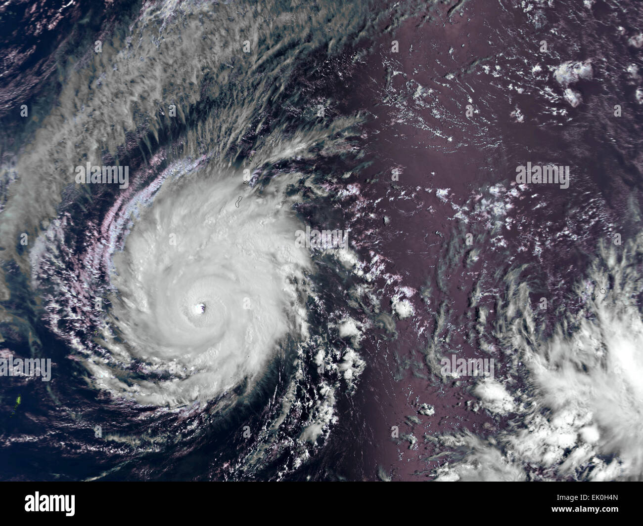 View of the massive category 5 Typhoon Maysak as it approaches the ...