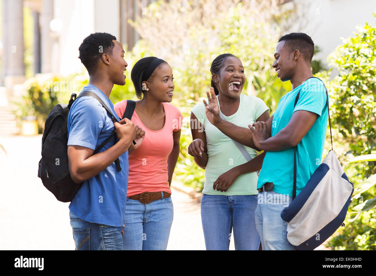 Group people african friends talking hi-res stock photography and ...