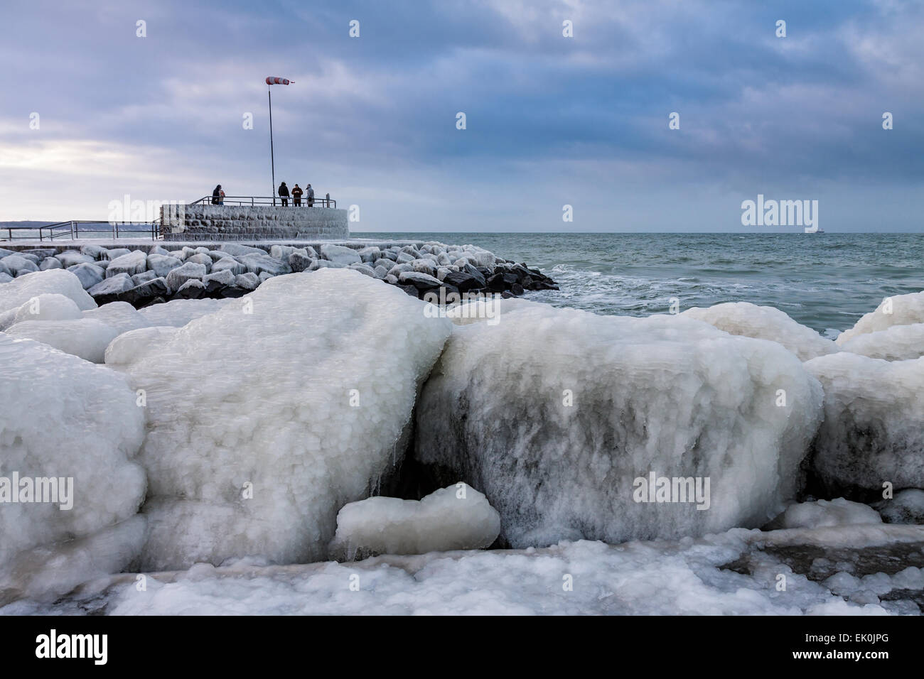 Mole in Warnemuende (Germany) in Winter Stock Photo - Alamy