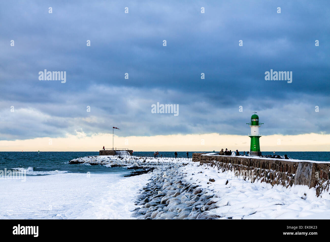 Mole in Warnemuende (Germany) in Winter Stock Photo - Alamy