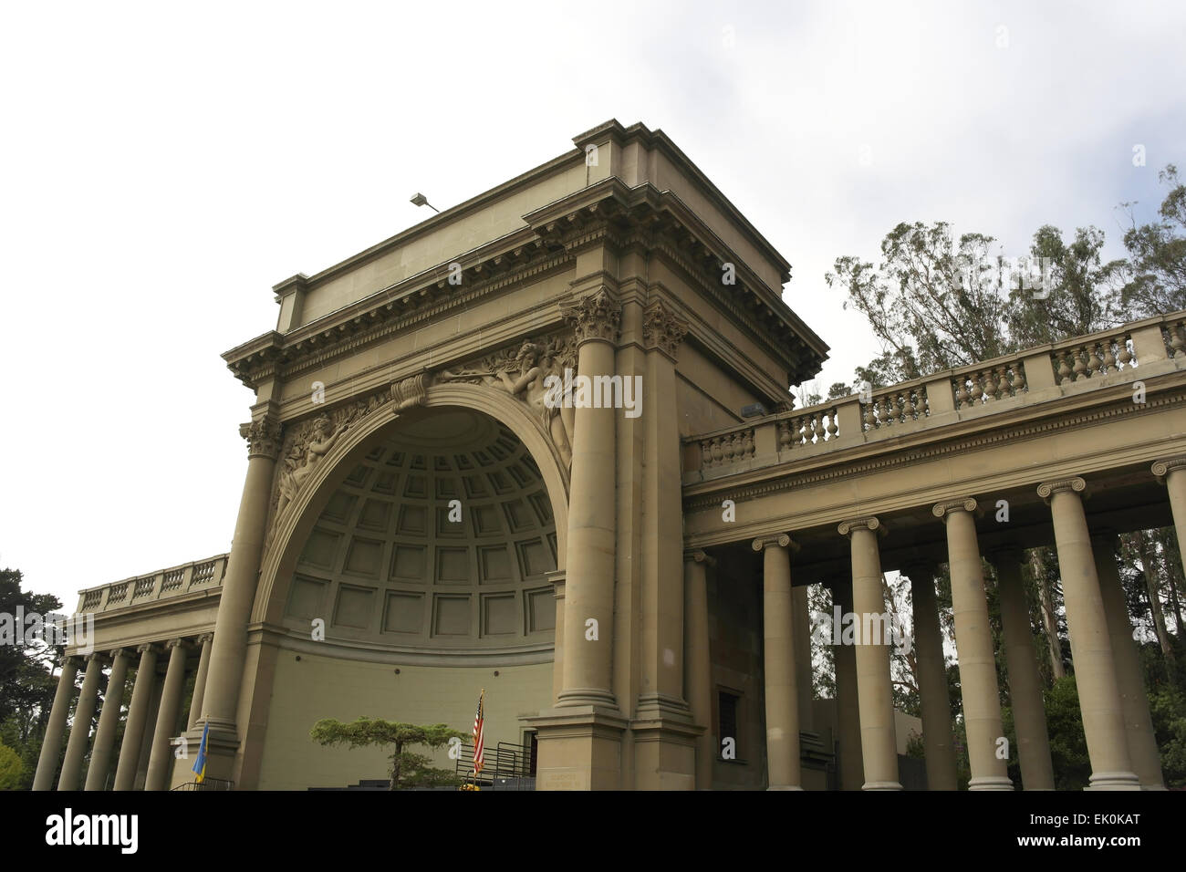 Oblique view 'Bandshell' with ionic colonnades, Spreckels Temple of ...