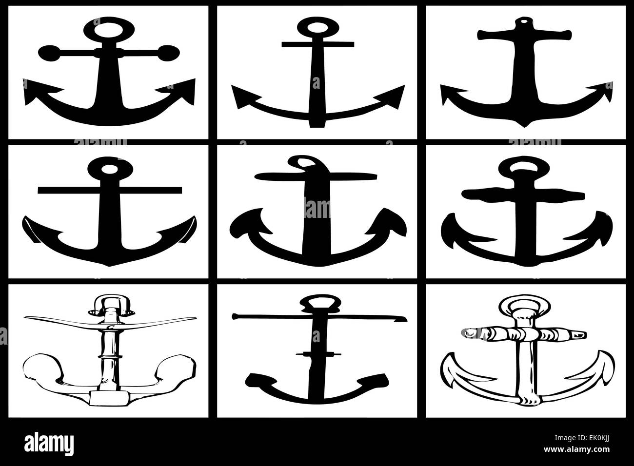 collection of anchors on white background Stock Photo - Alamy