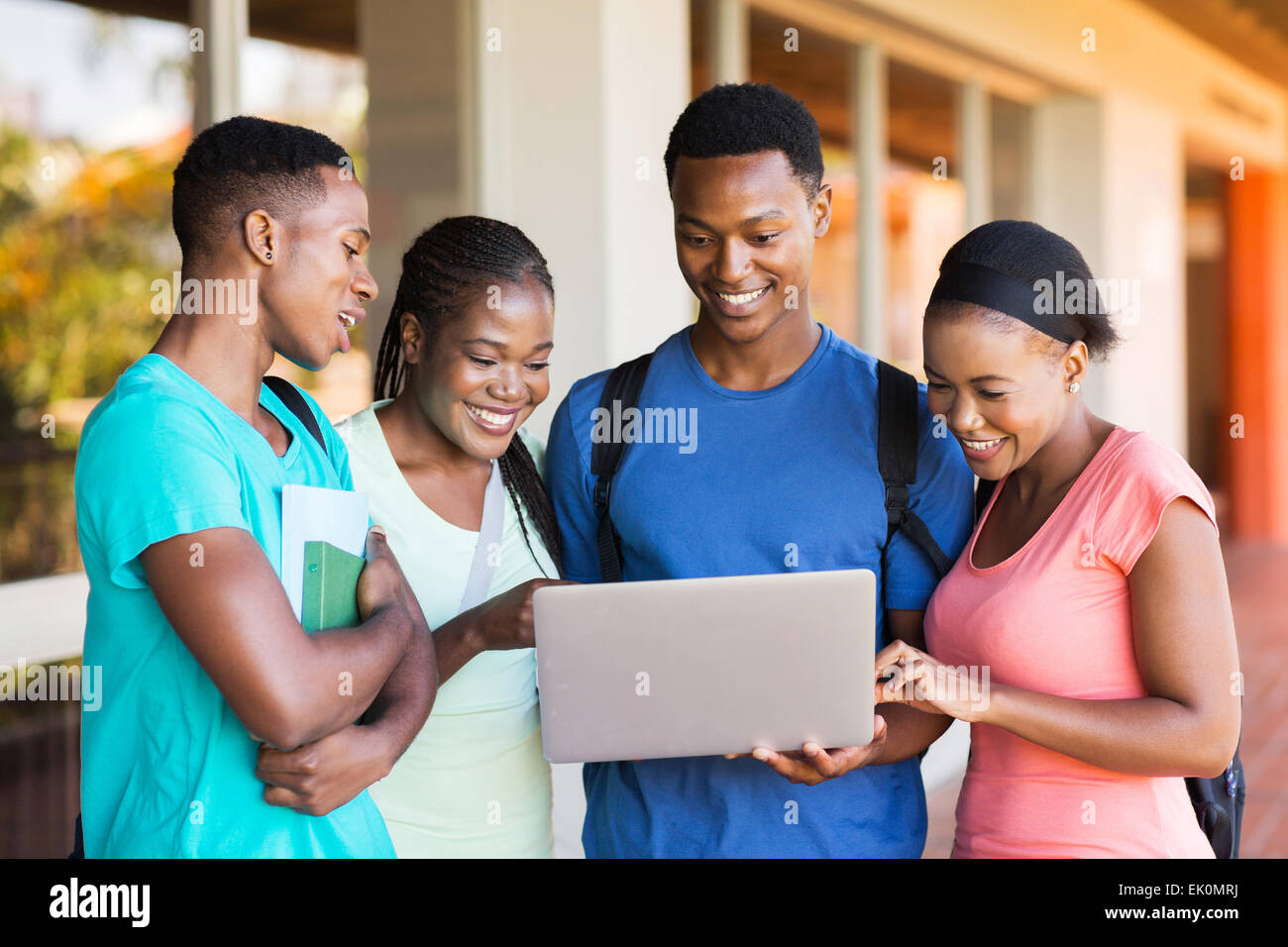 group of modern African university students using laptop Stock Photo ...