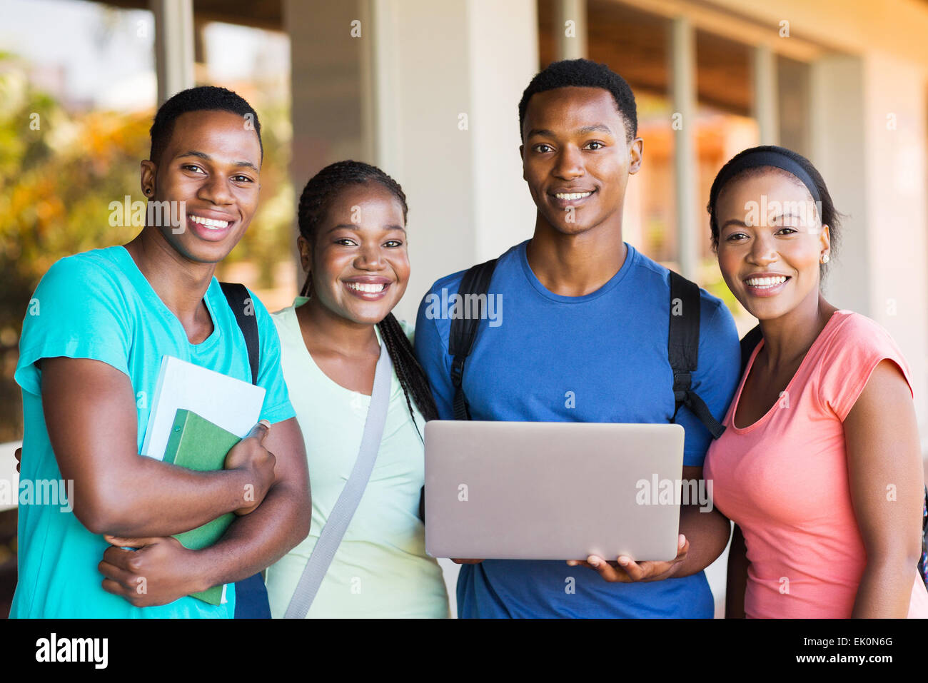 group young African college students with laptop computer Stock Photo ...