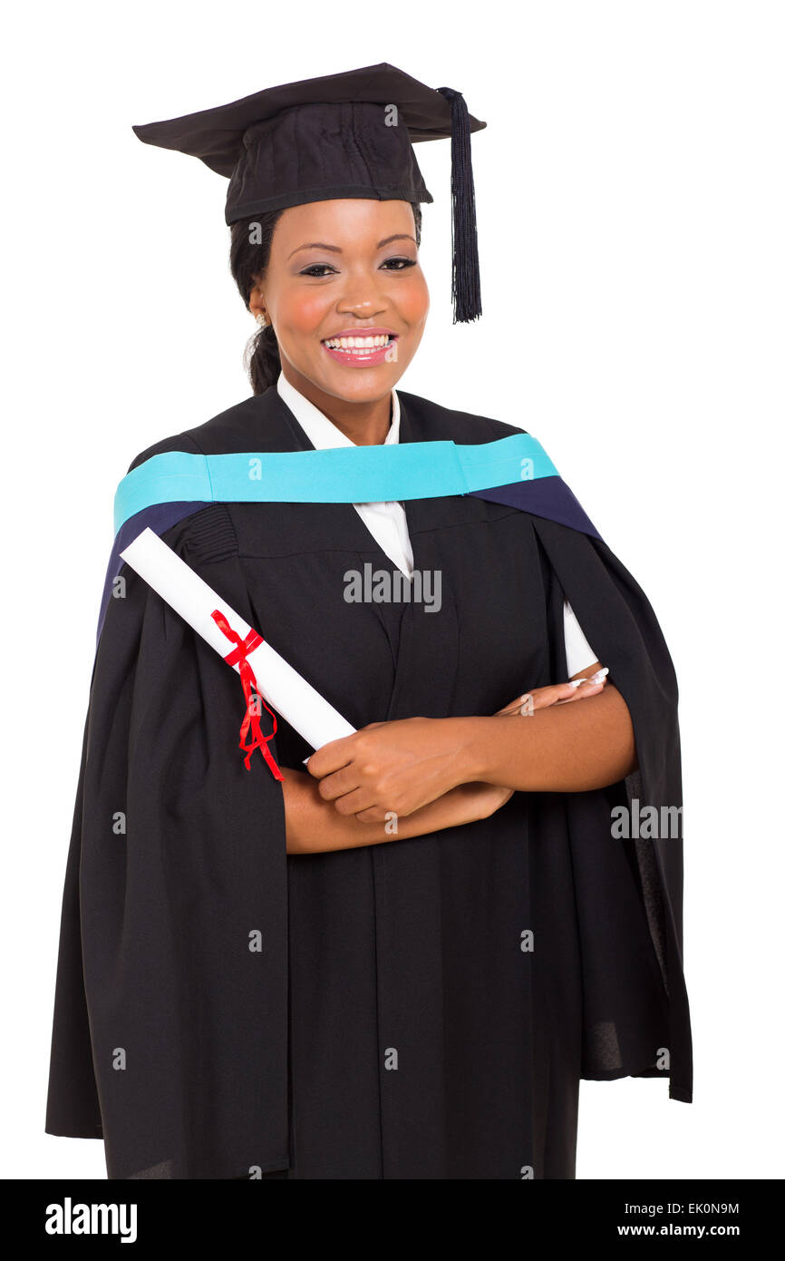 pretty female African graduate isolated on white background Stock Photo ...