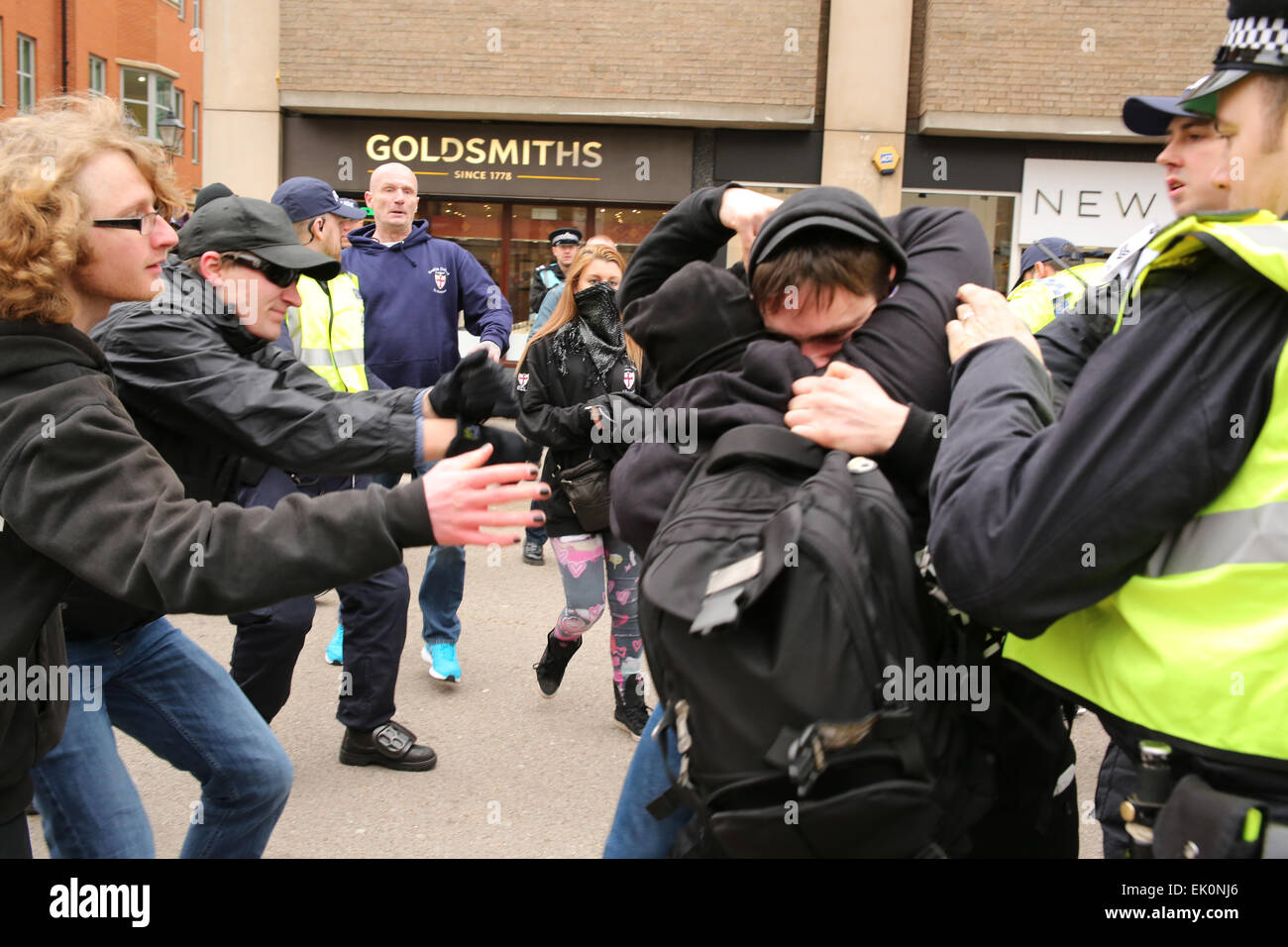 Oxford, UK. 4th April, 2015. anti fascist clash with EDL in Oxford ...