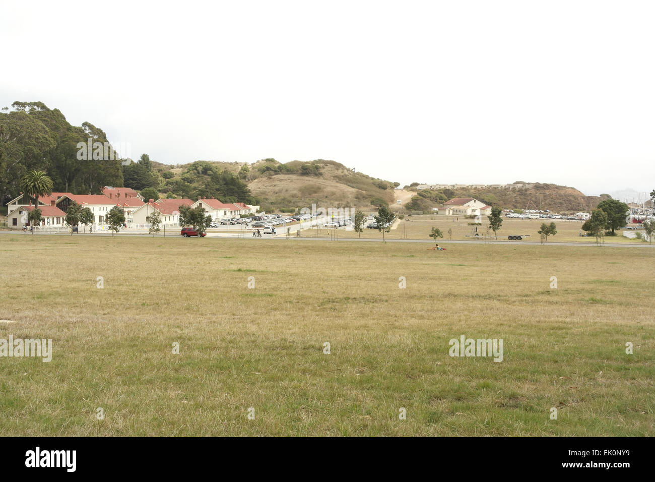 Small trees scattered parade ground mid distance view hi-res stock ...