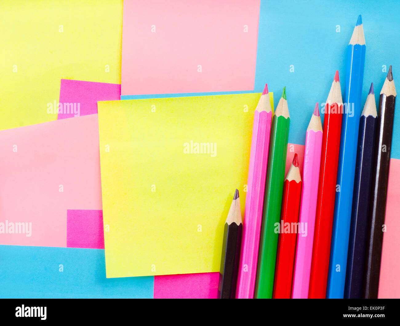 color paper and pencils Stock Photo - Alamy