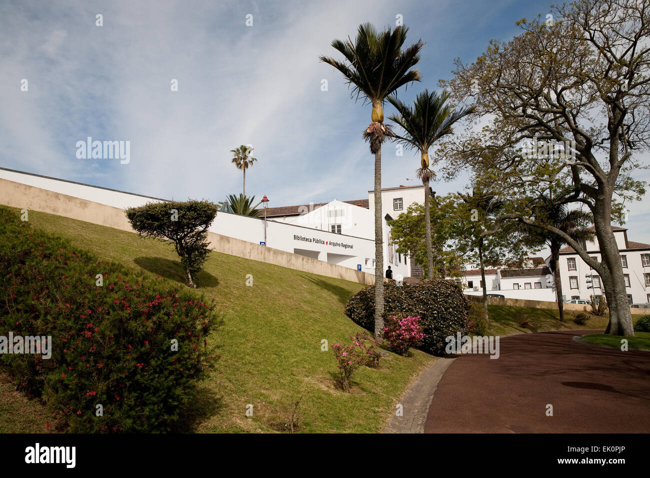 Blue Skies over São Miguel Library and gardens in the Azores Stock ...