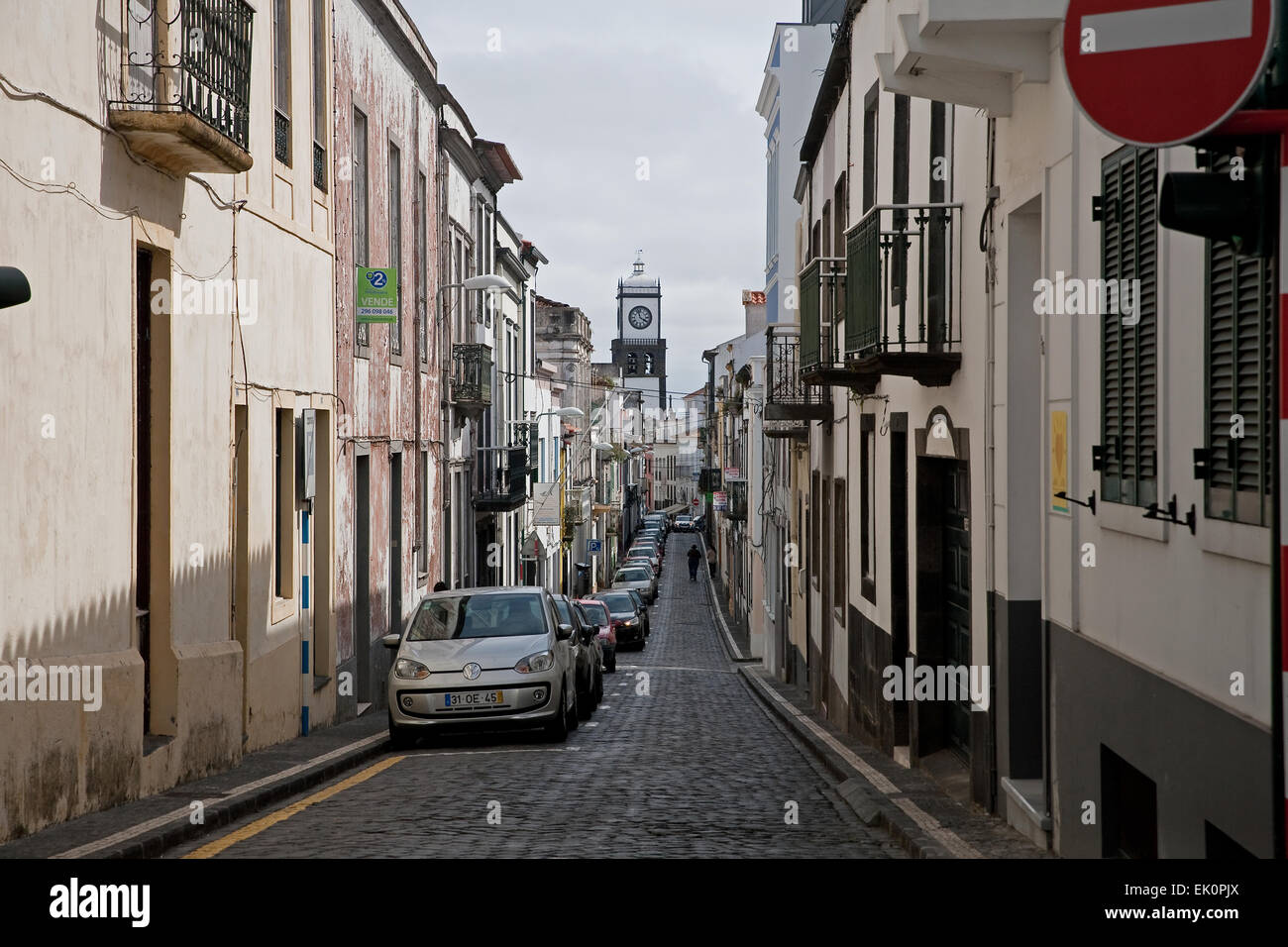 Sunshine over the narrow cobbled streets of São Miguel in the Azores ...