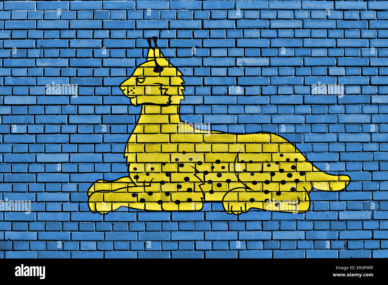 flag of Gomel painted on brick wall Stock Photo - Alamy