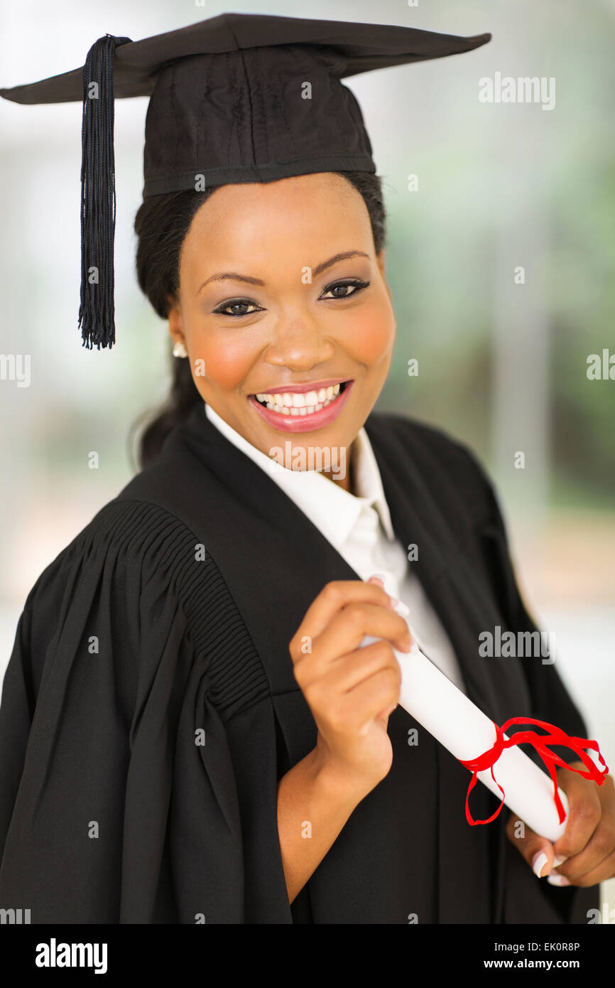 portrait of attractive African American female graduate Stock Photo - Alamy