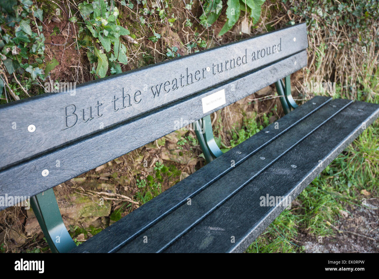 Bench with poem on trail of poet Dylan Thomas' Birthday Walk in ...