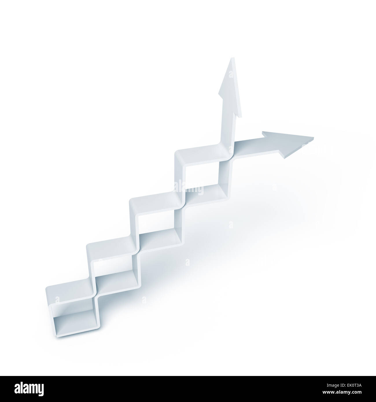 Two 3d arrows in shape of stairways going up, isolated on white ...