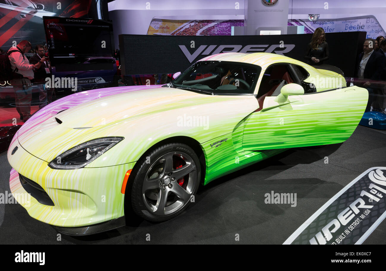 New York, NY - April 2, 2015: Exterior of Dodge Viper 1of1 car on ...