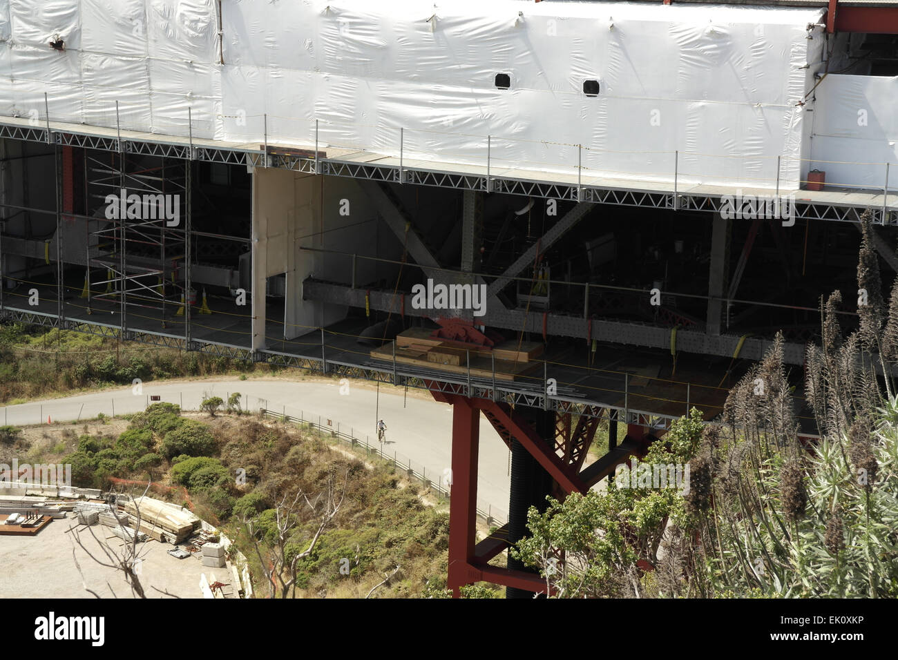 View from Vista Point painting of new seismic retrofit bracing, Marin ...