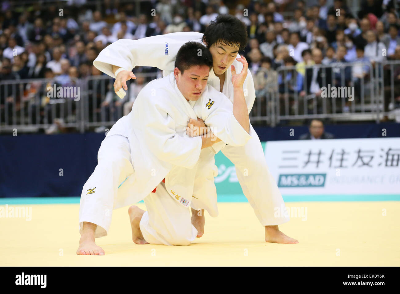 Fukuoka, Japan. 4th Apr, 2015. (L to R) Matthew Baker, Yuya Yoshida ...