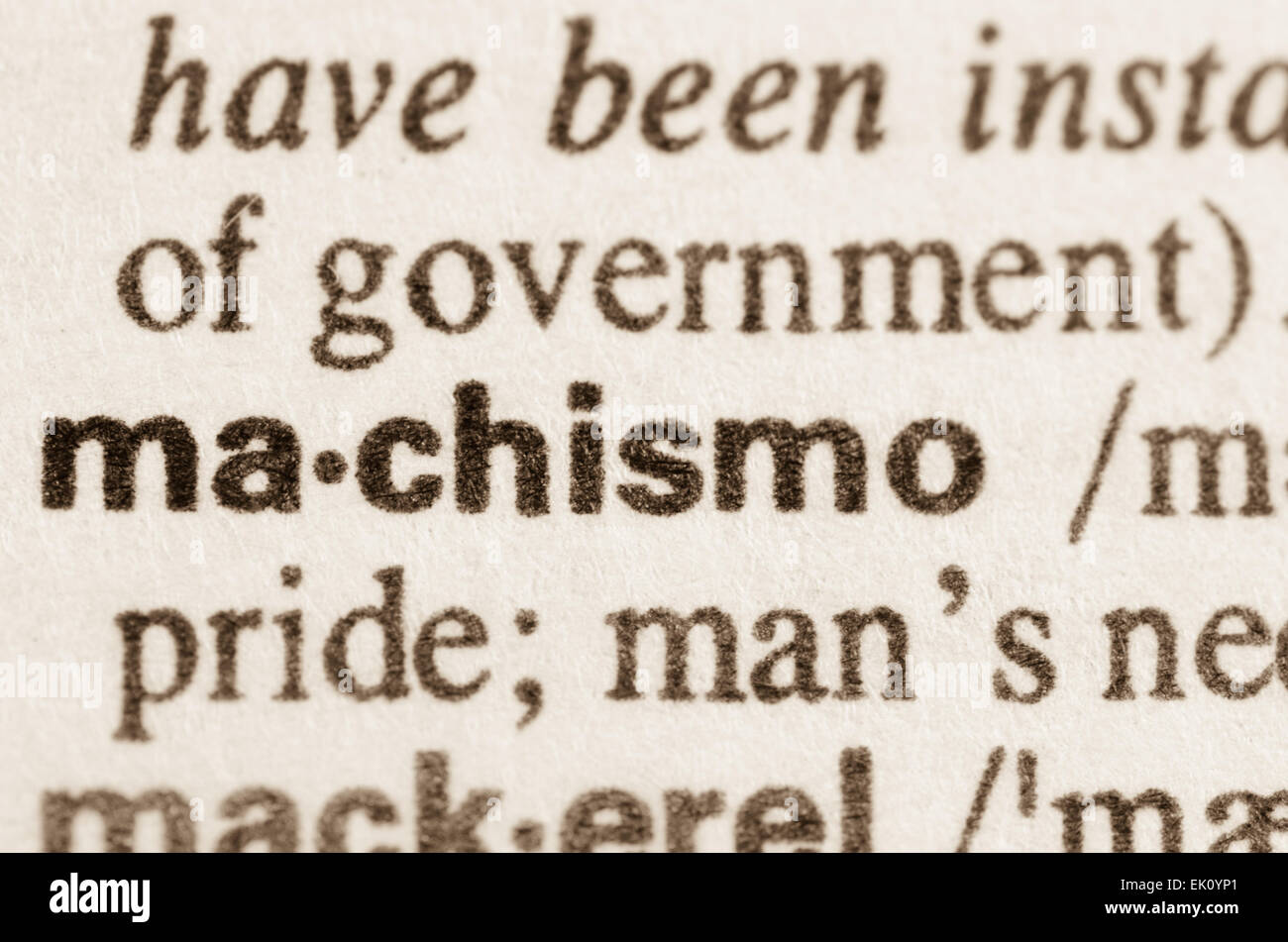 Definition of word machismo in dictionary Stock Photo - Alamy