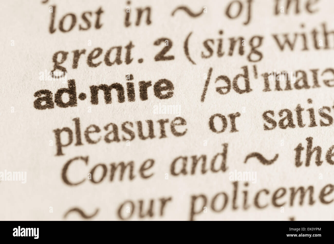 Definition word admire in dictionary hi-res stock photography and ...