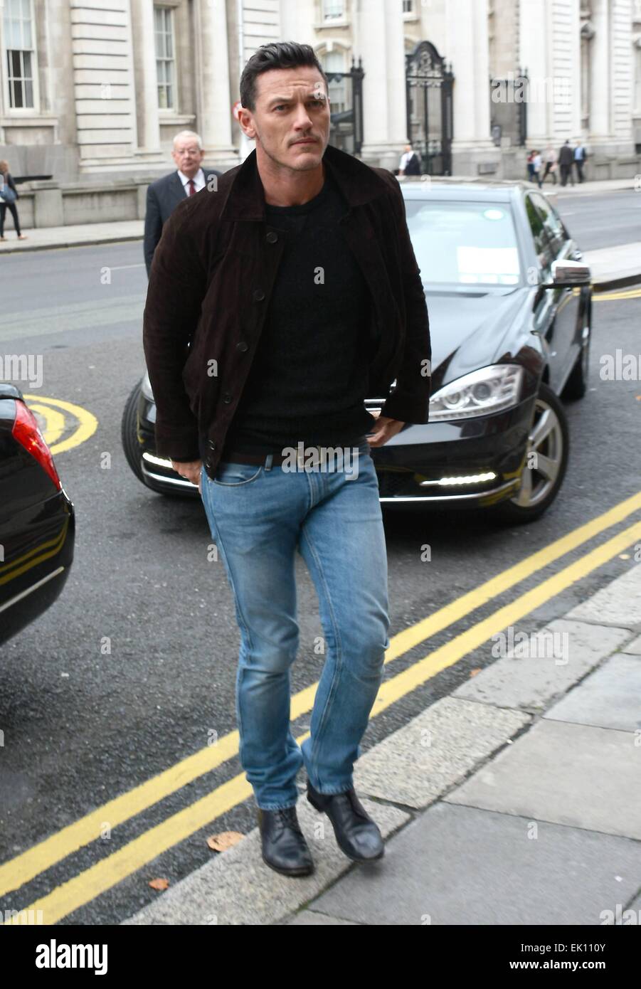 Dracula Untold actors Luke Evans and Sarah Gadon seen arriving at ...