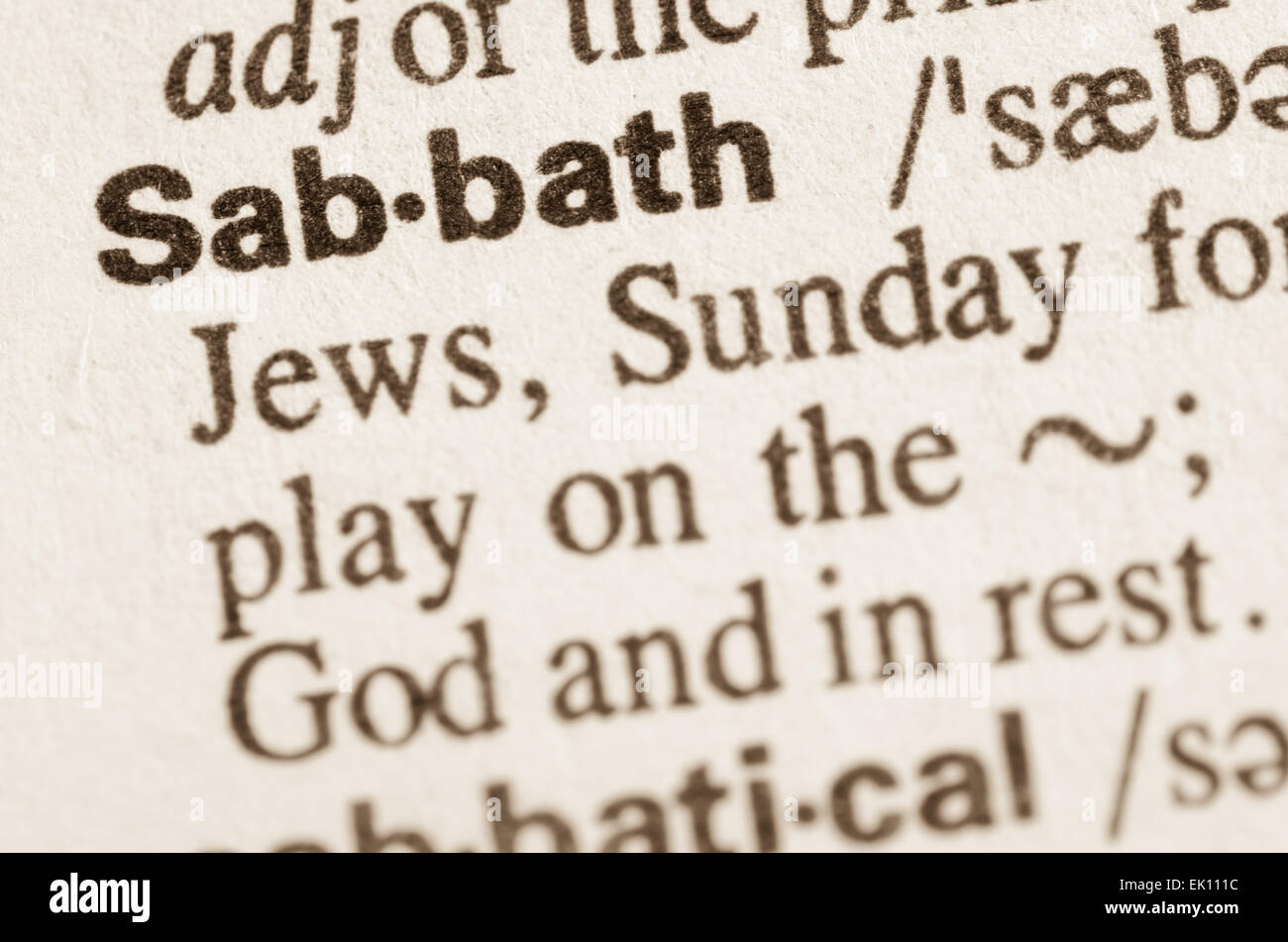 Definition of word Sabath in dictionary Stock Photo - Alamy