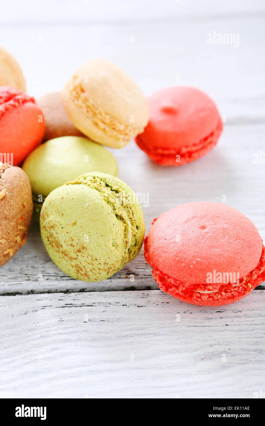 Sweet macaroon on the boards, food Stock Photo - Alamy